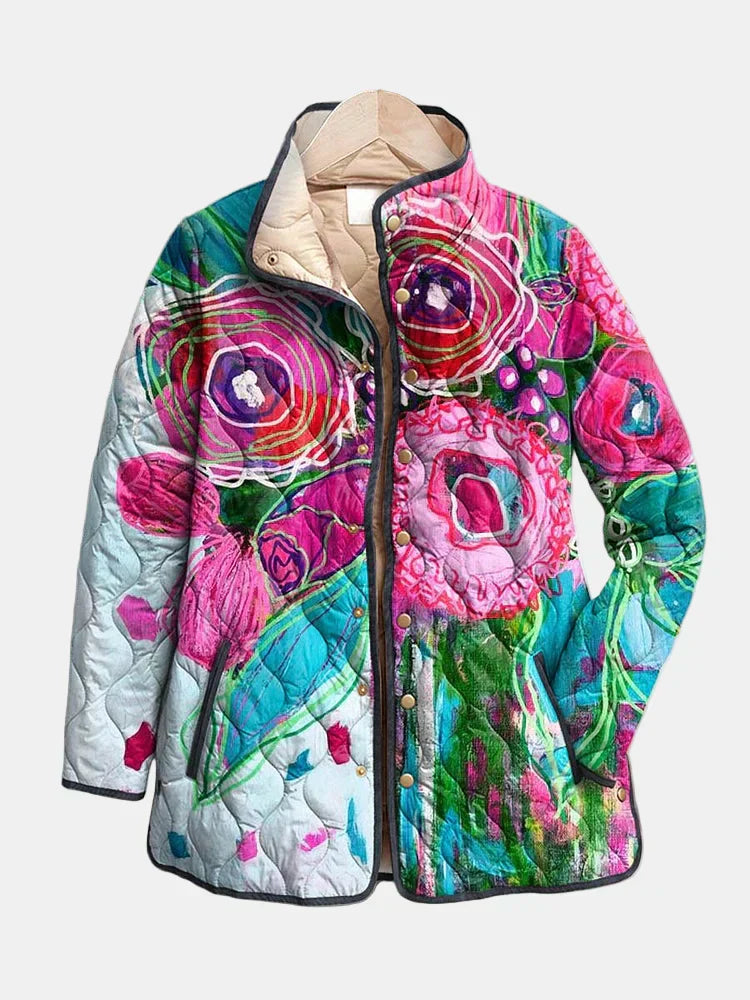 Kacy - Vintage Charming Floral Quilted Jacket