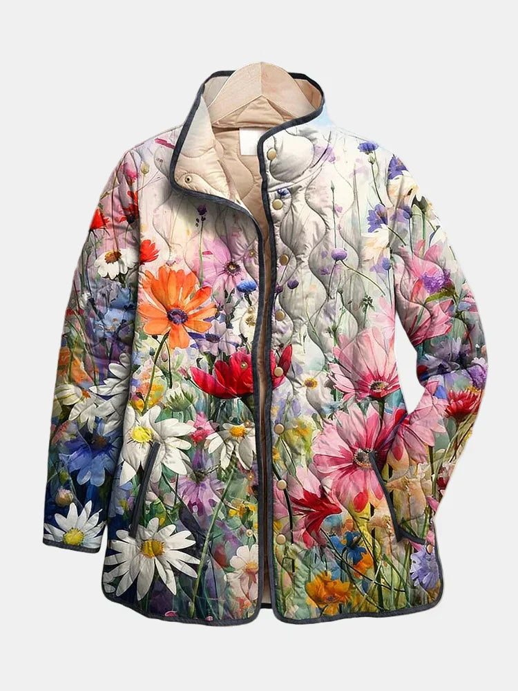 Kacy - Vintage Charming Floral Quilted Jacket