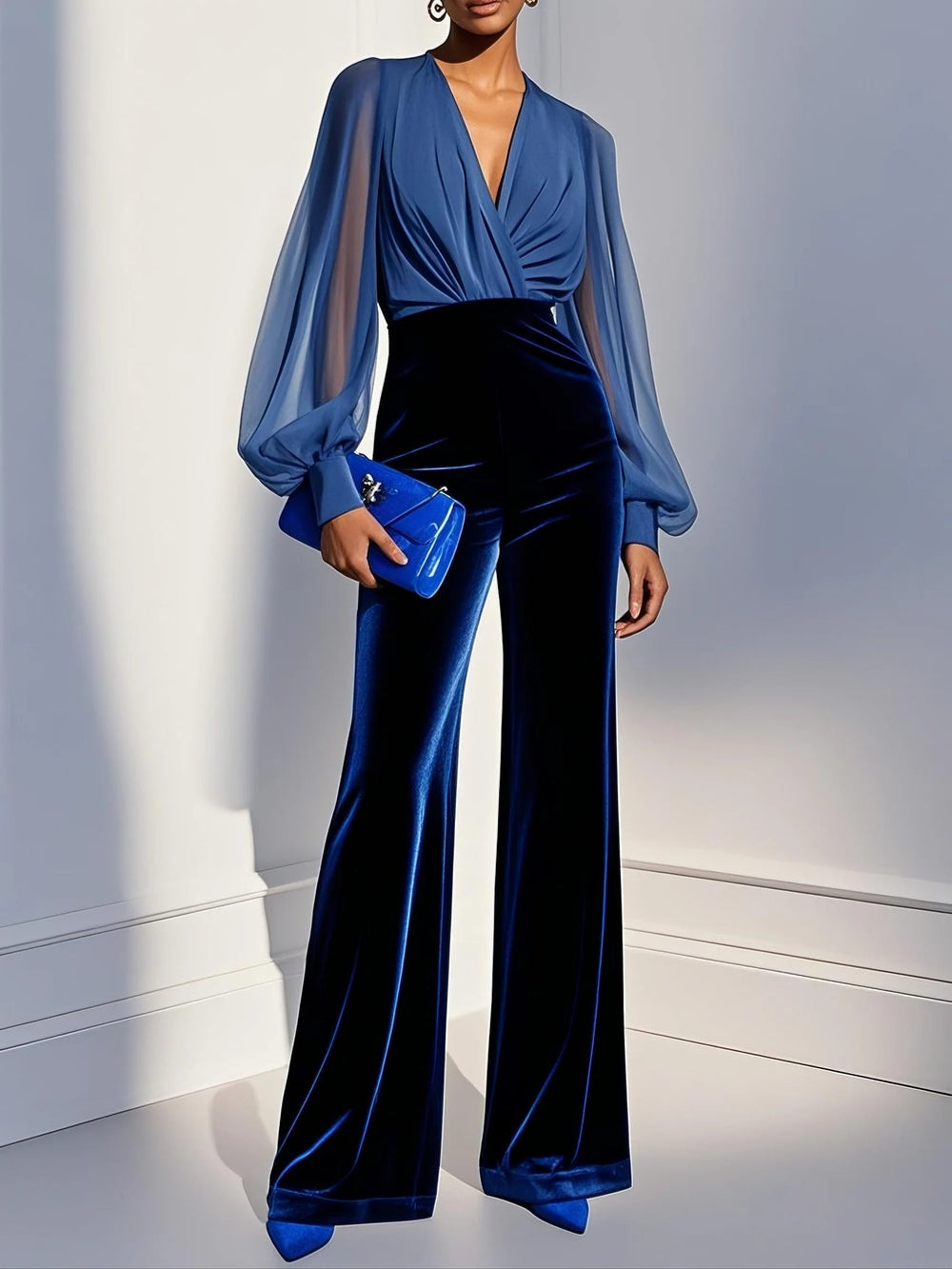 Sabell – Elegant Blue Mesh Jumpsuit